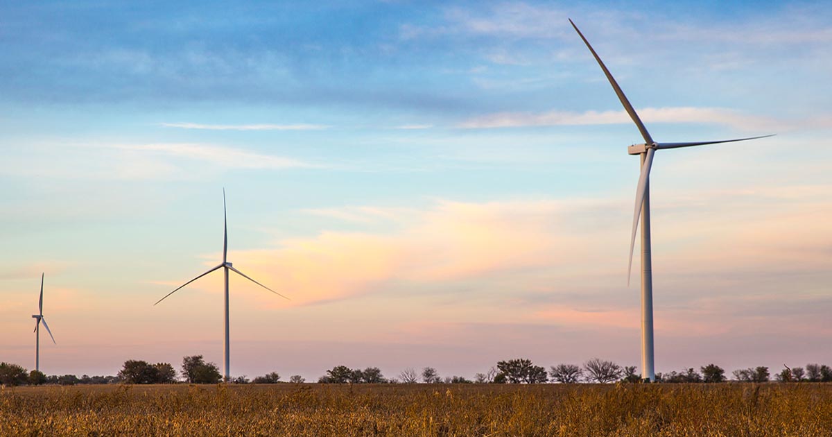 Wind Turbine Farm Sunset